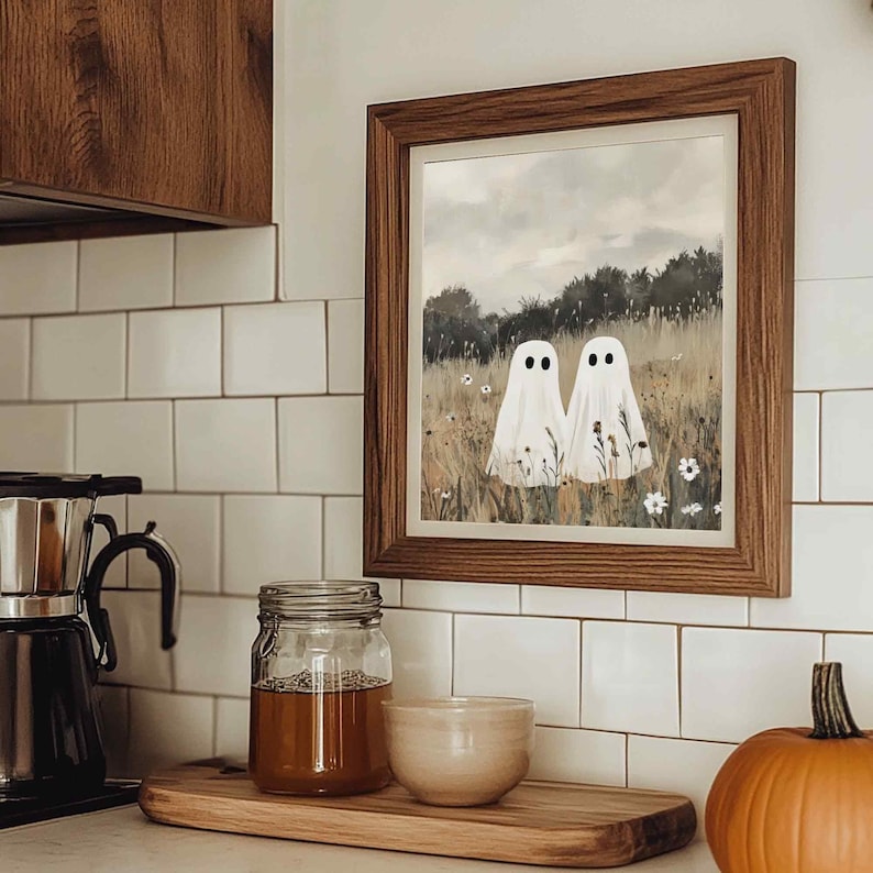 Cute Ghosts in Wildflower Meadow Field, Ghosts Couple Wildflowers Field ...