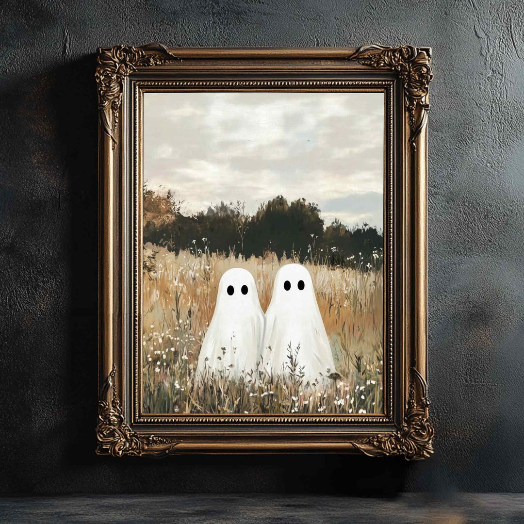 Ghosts Digital Wall Art Print, Spooky Ghost Painting, Halloween Dark ...