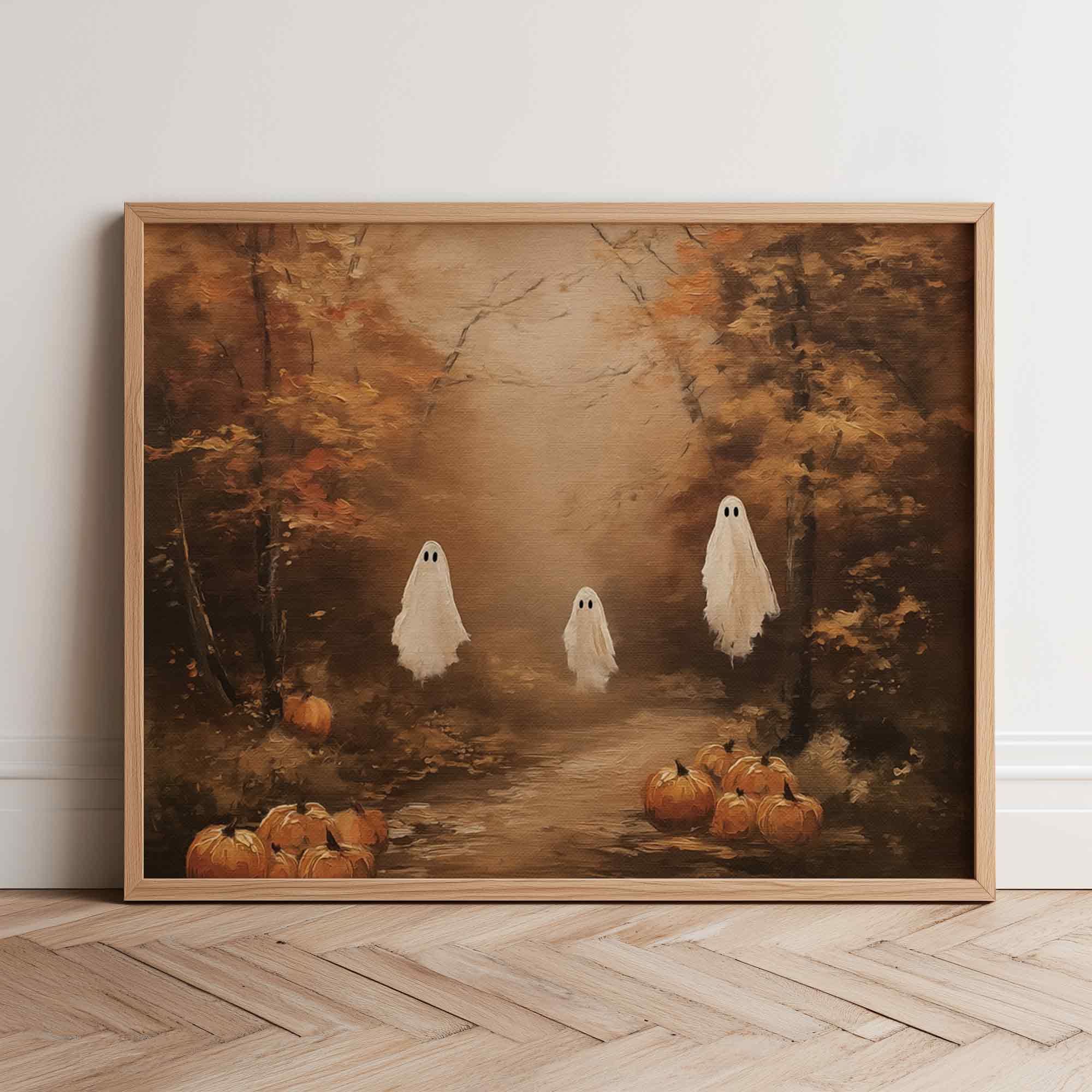 Landscape Ghosts Print Art, Cute Ghosts Picture, Ghosts Fall Landscape ...