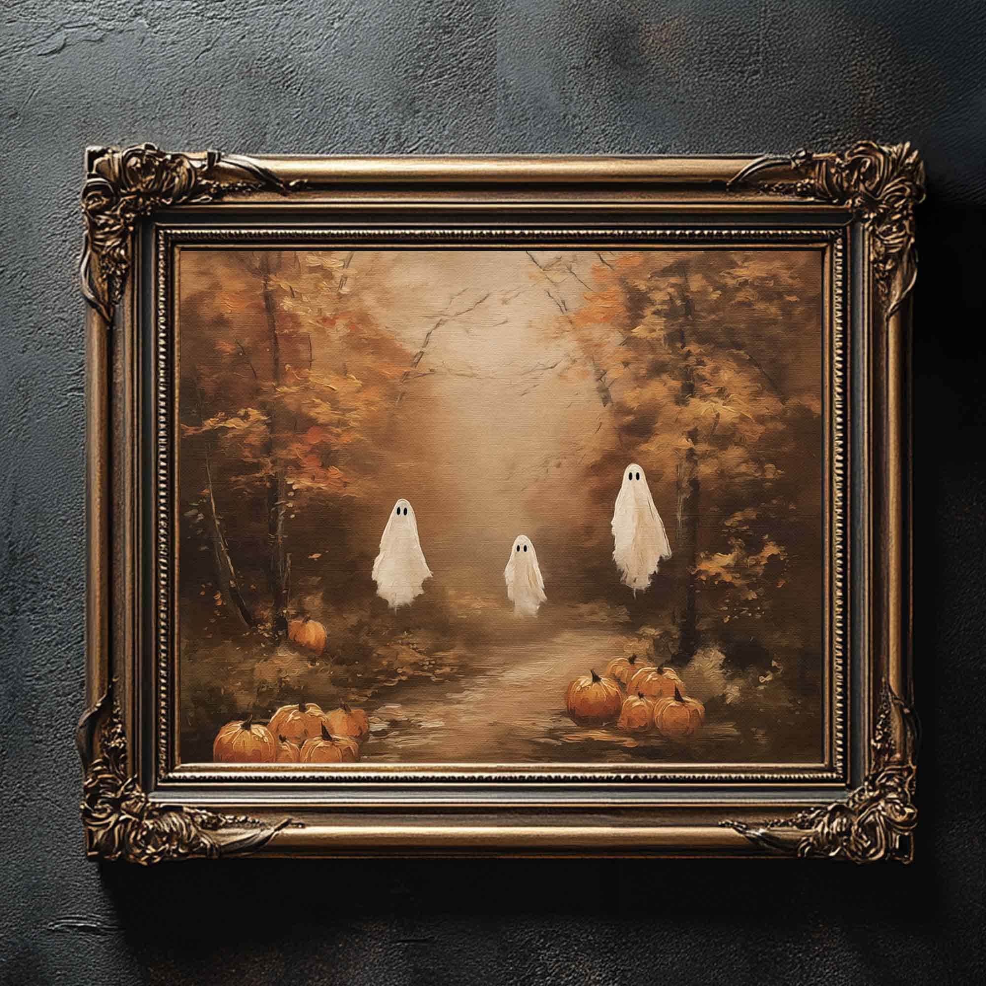 Landscape Ghosts Print Art, Cute Ghosts Picture, Ghosts Fall Landscape ...