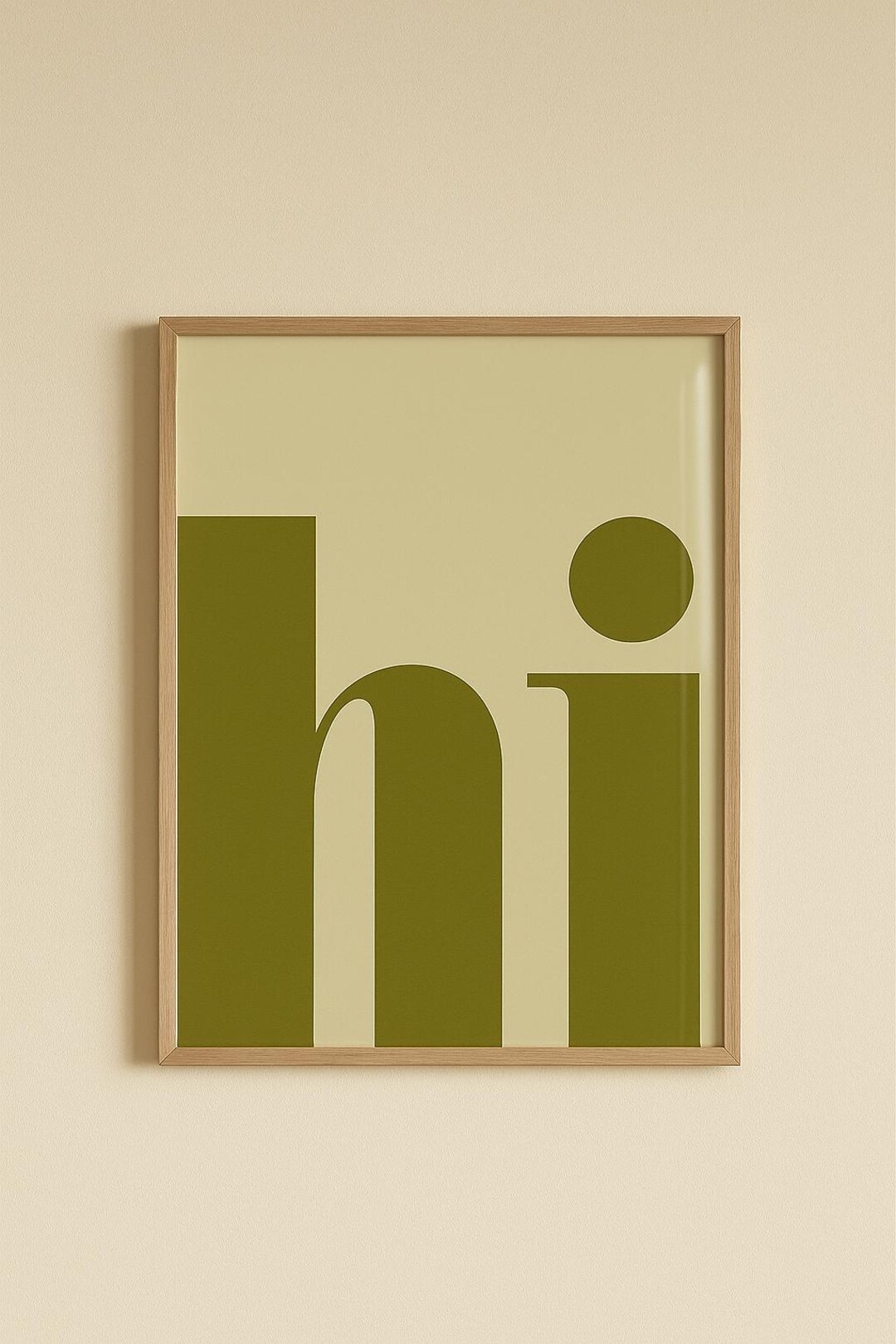 Olive Green Hi Poster – Modern Minimalist Typography Wall Art – Neutral ...