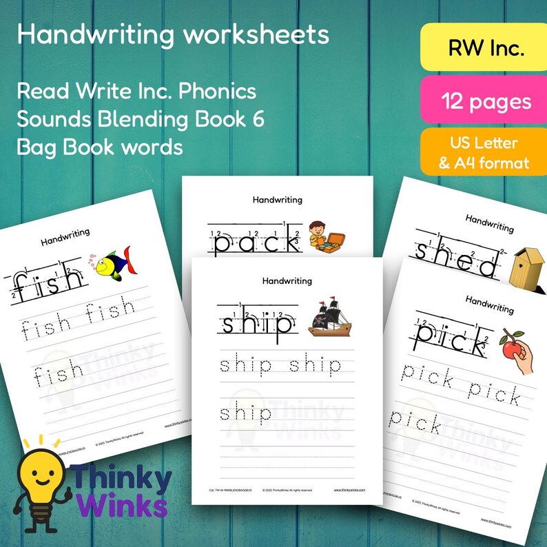 12 Printable Handwriting Worksheets for Read Write Inc. Sound Blending ...