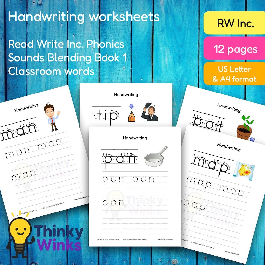 12 Printable Handwriting Worksheets for Read Write Inc. Sound Blending ...