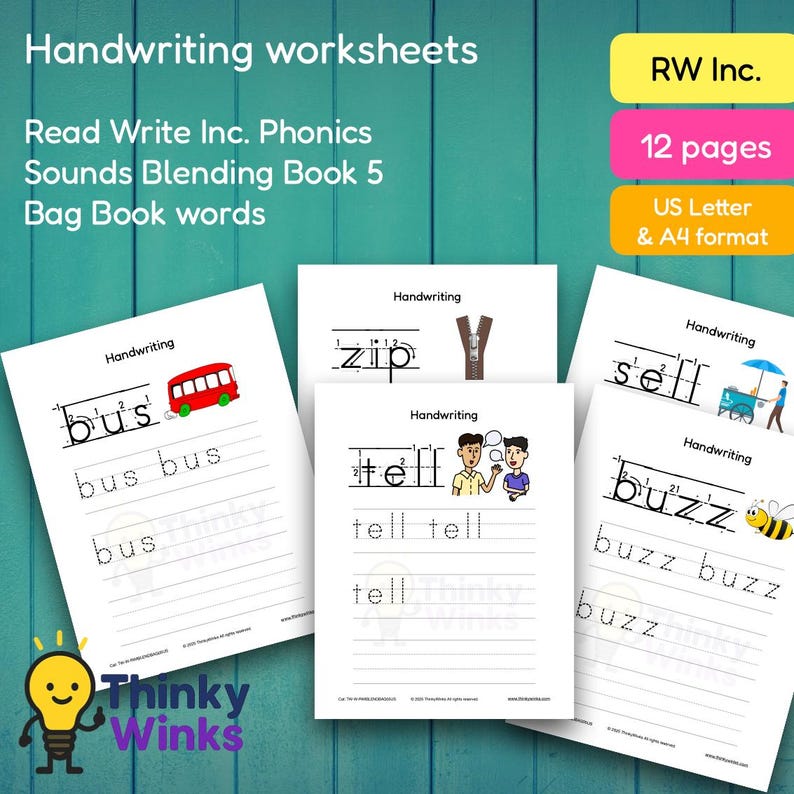 12 Printable Handwriting Worksheets for Read Write Inc. Sound Blending ...