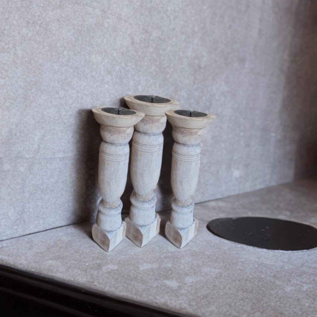 Vintage Wooden Candle Holder | Rustic Pillar Stand | Handcrafted ...