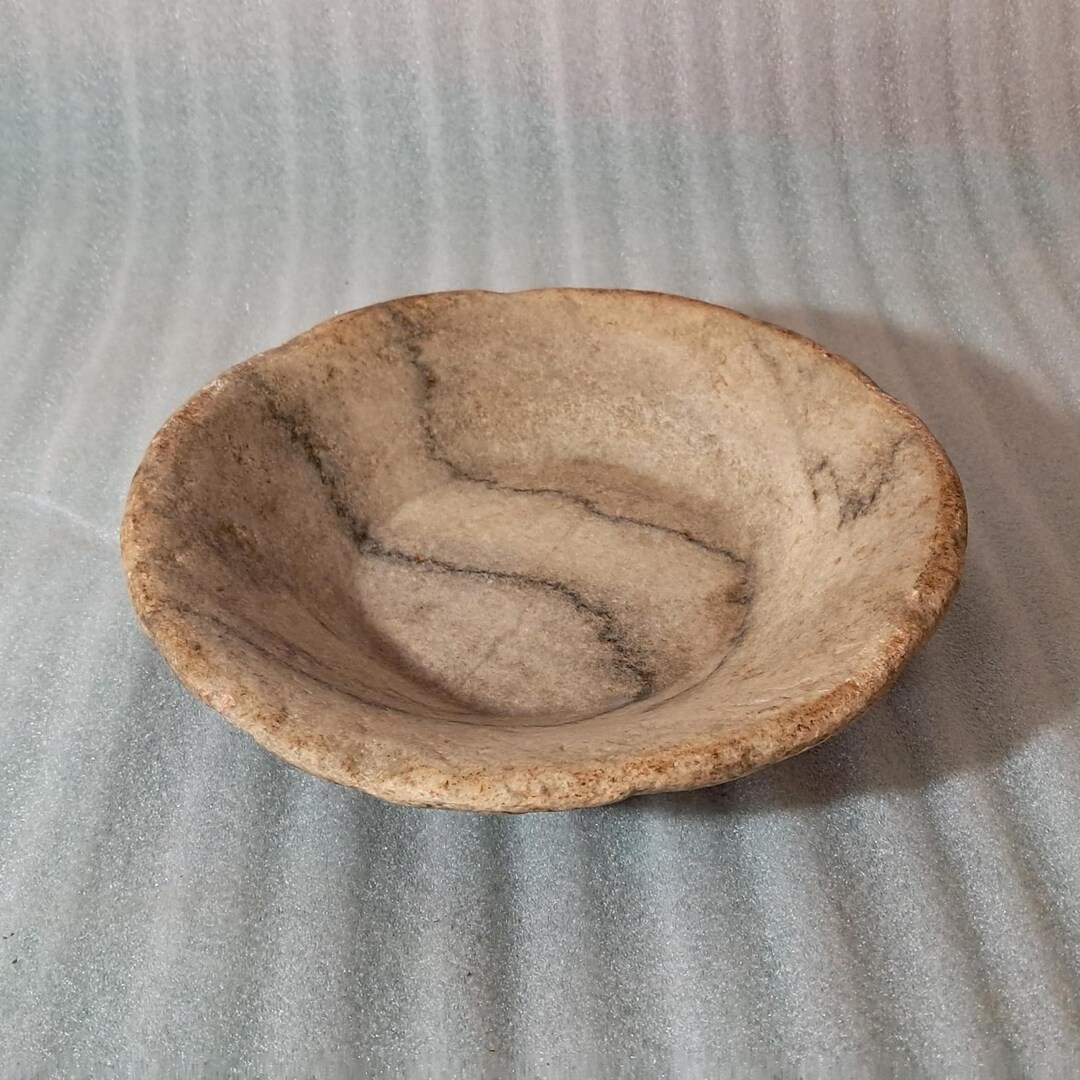 Timeless Vintage Marble Bowl – Hand-carved Stone Elegance for Rustic ...
