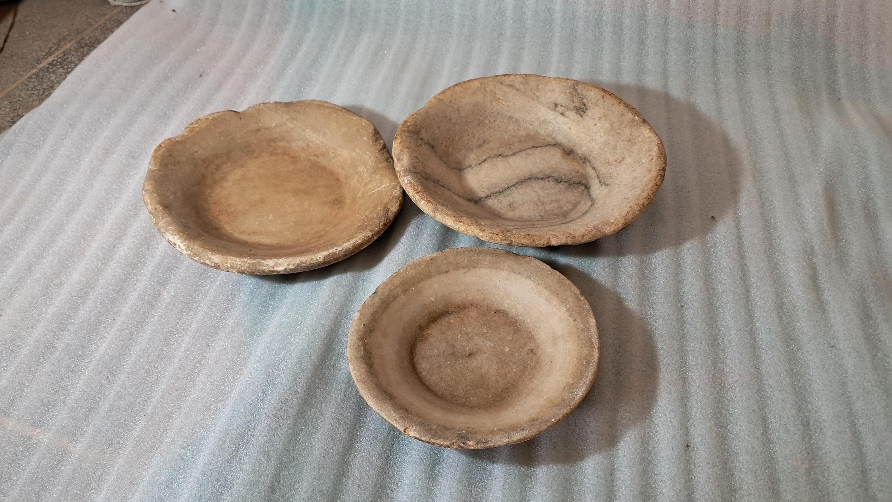 Timeless Vintage Marble Bowl – Hand-carved Stone Elegance for Rustic ...