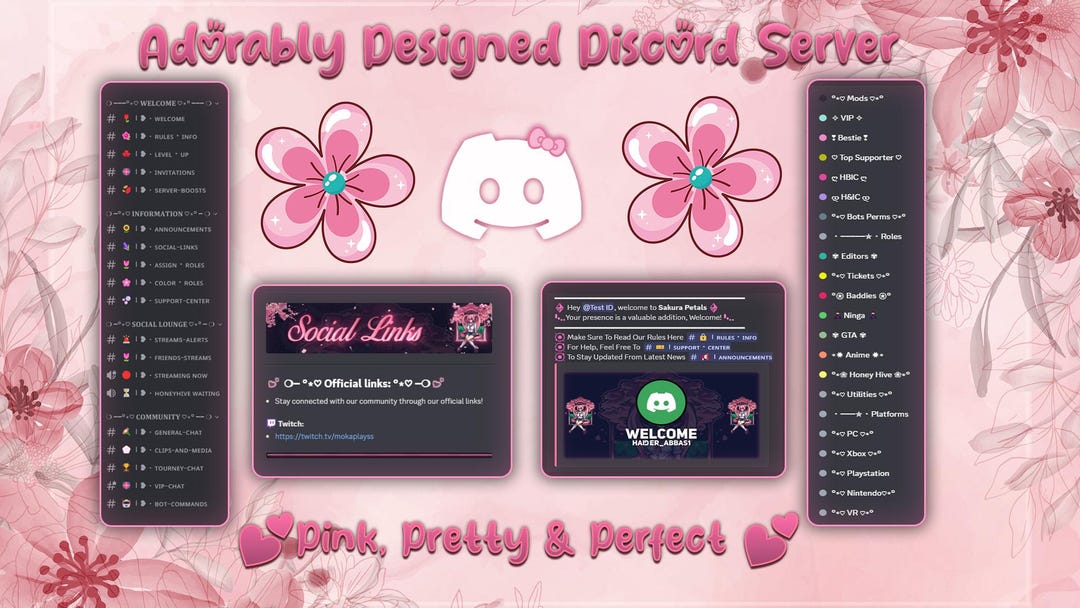 Pink Aesthetic Discord Server: Animated Banners & Custom Layout - Etsy