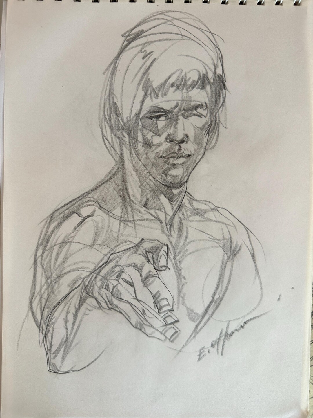 In Memory of Bruce Lee – A Unique Pencil Drawing, Hand-sketched and ...