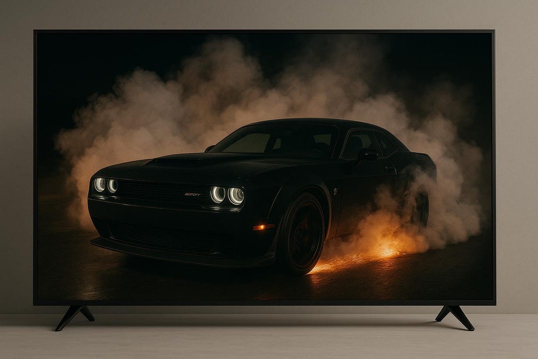 Dodge Challenger Hellcat Burnout Poster – Night Scene Garage Art ...