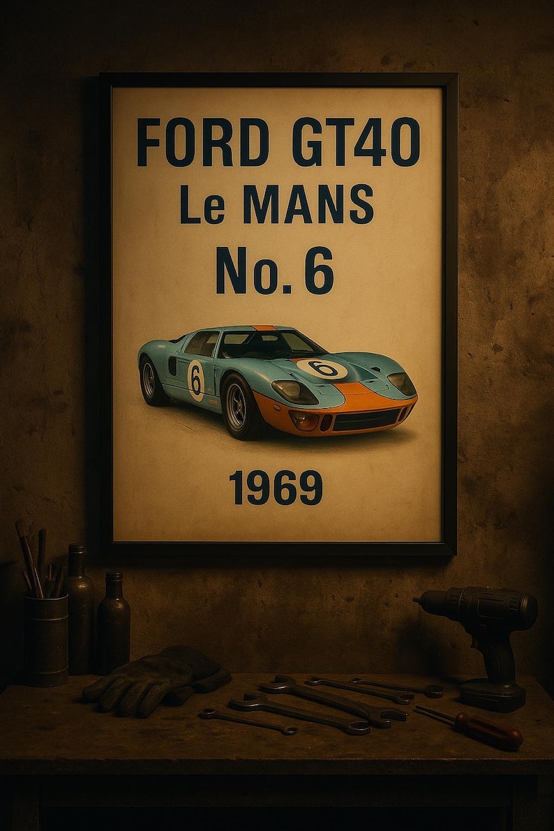 Plakat Ford GT40 Le Mans: Samochód Wyścigowy Z 1969 Roku, Barwy Gulf ...