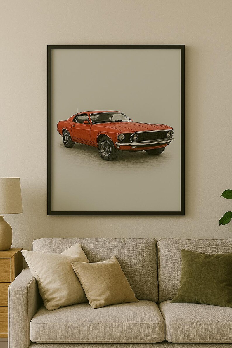 1969 Ford Mustang Poster – Classic Muscle Car Wall Art – Vintage ...