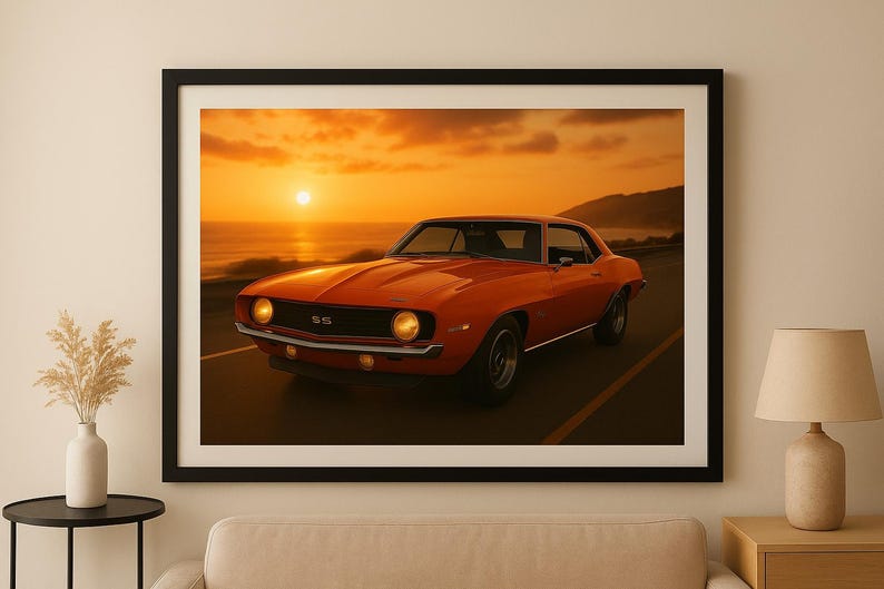 1969 Camaro SS Poster: Sunset Muscle Car Print (digital Download) - Etsy
