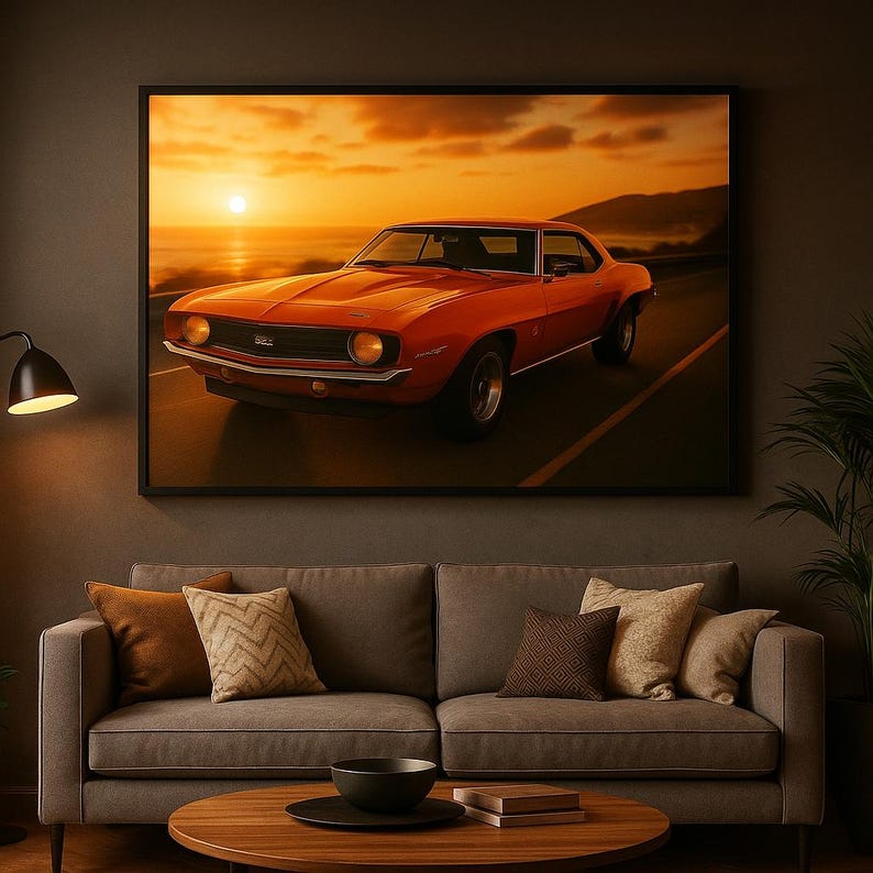 1969 Camaro SS Poster: Sunset Muscle Car Print (digital Download) - Etsy
