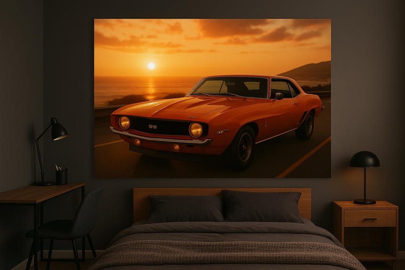 1969 Camaro SS Poster: Sunset Muscle Car Print (digital Download) - Etsy