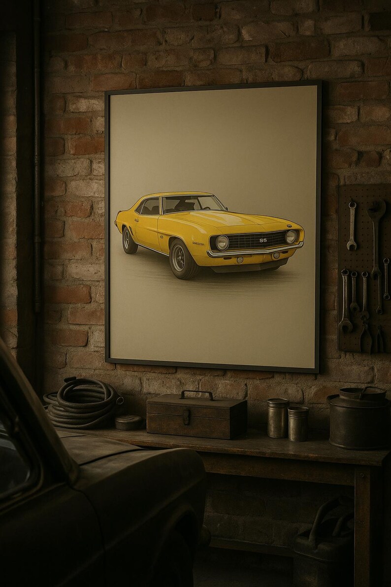 1969 Camaro SS Poster: Vintage Muscle Car Art, Garage Decor - Etsy