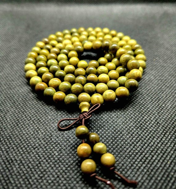 Bracelet Best String For Mala Beads Natural Green Sandalwood Round Wood ...