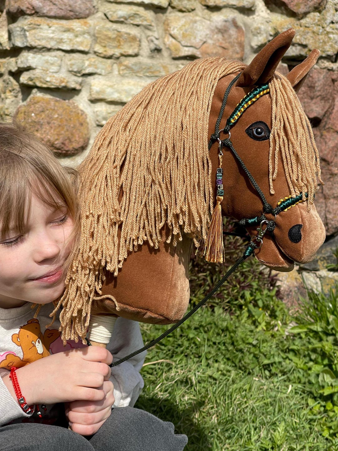 Handmade Hobby Horse With Custom Halter | Chestnut Horse on a Stick ...