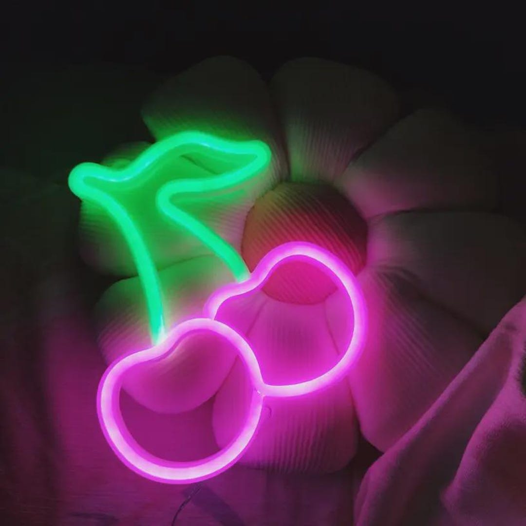 Cherry LED Neon Sign - USB Decorative Wall Light for Bedroom, Party ...