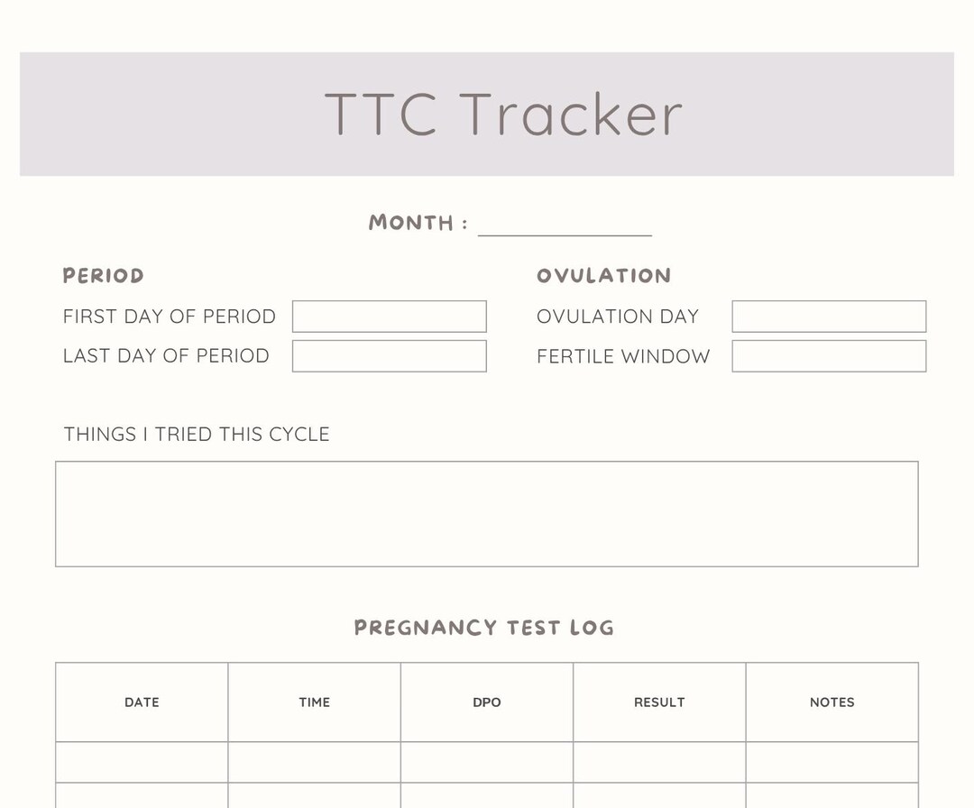 TTC Planner Printable | Trying to Conceive Log | Fertility Tracker PDF ...