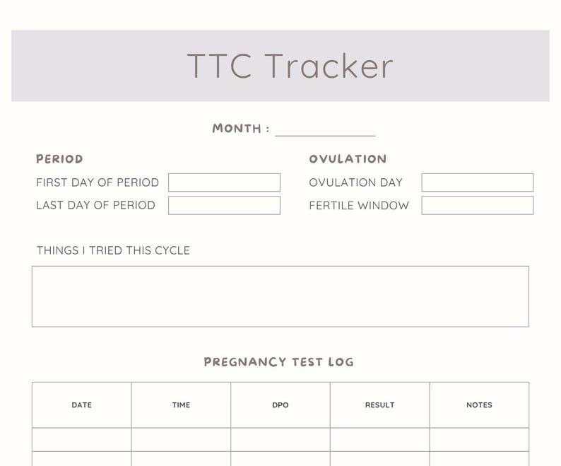 TTC Tracker Printable: Fertility & Ovulation Log (PDF Download) - Etsy ...