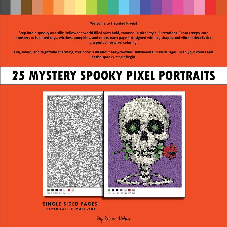 Spooky Pixel Portraits Color by Number, Halloween PDF (25 Pages) - Etsy