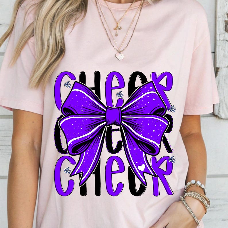 Cheerleading PNG SVG, Coquette Cheer PNG, Black Purple, Cheer Mom Png ...