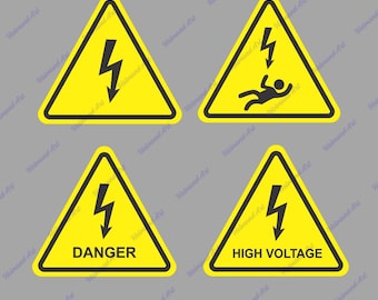 High Voltage Warning Sign SVG: Electrical Hazard Clipart (digital ...