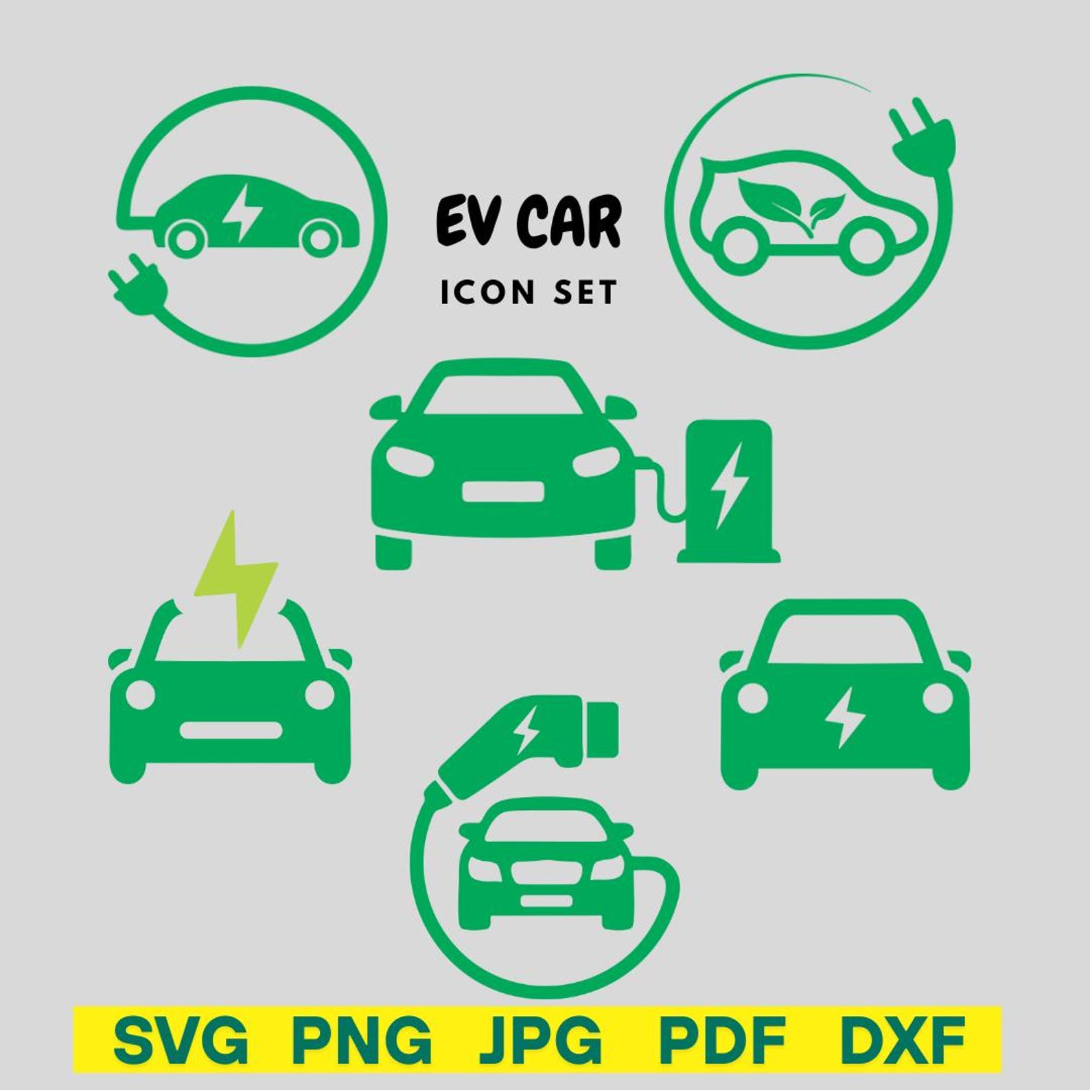 Electric Vehicle Icon SVG EV Car Charging Station Cable Png Dxf JPEG ...