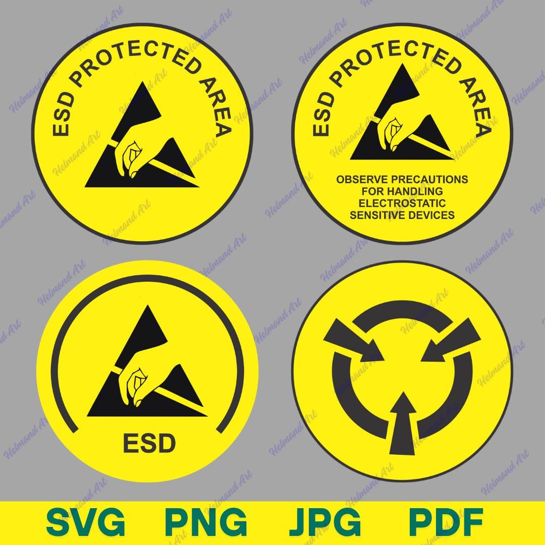 ESD Symbols, Electrostatic Warning Icons, Static Sensitive Labels, Esd ...