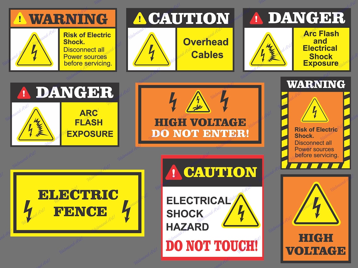 High Voltage Warning Sign SVG: Electrical Hazard Clipart (digital ...