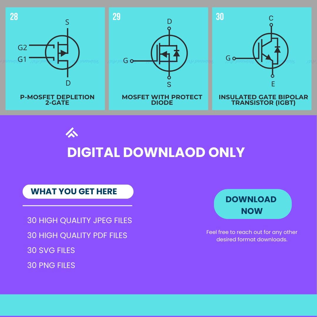 30 Circuits Symbols, Mosfet/transistor,common Schematic Symbols ...