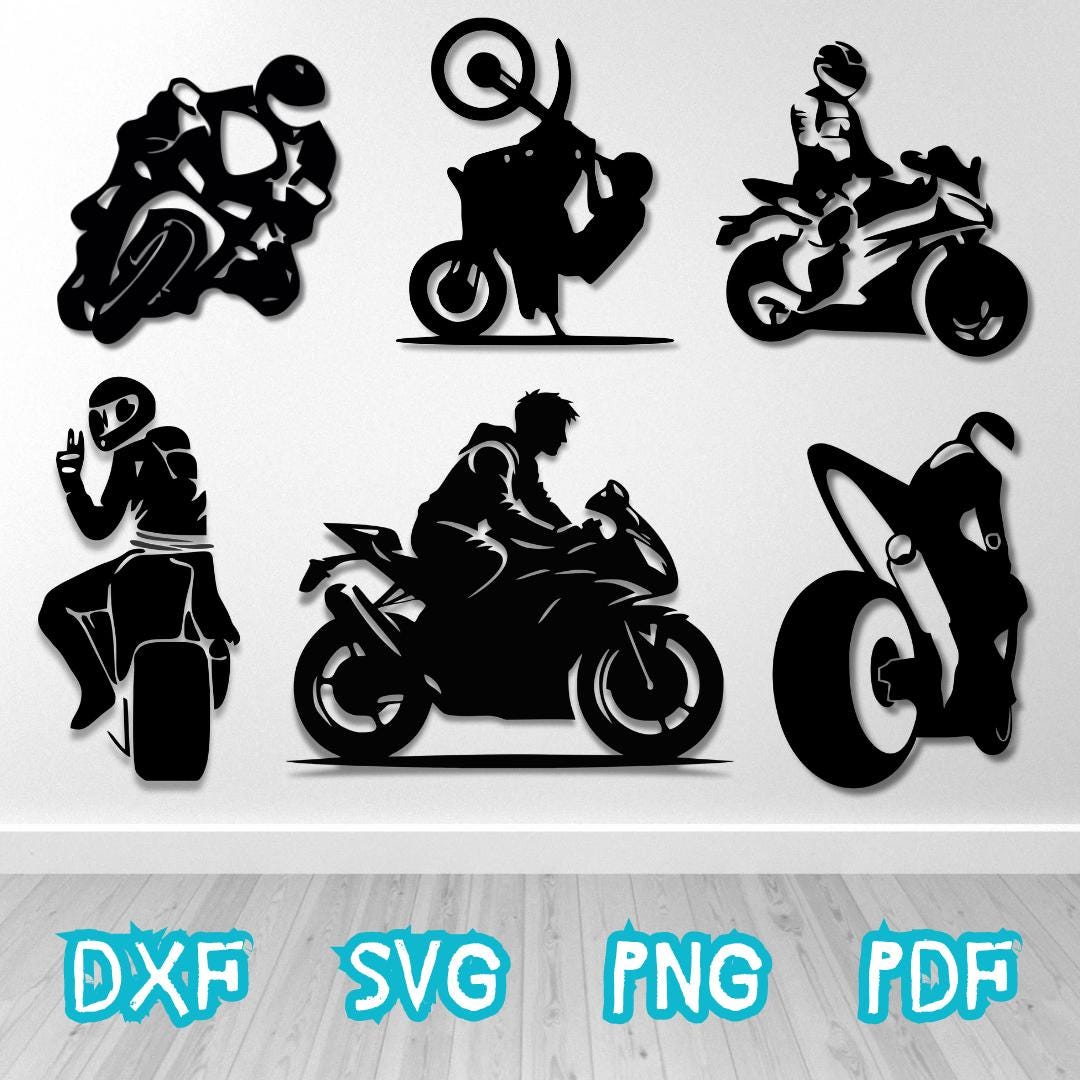 Motorcycle Rider SVG: Sport Bike Decal, Laser Cut File (digital ...