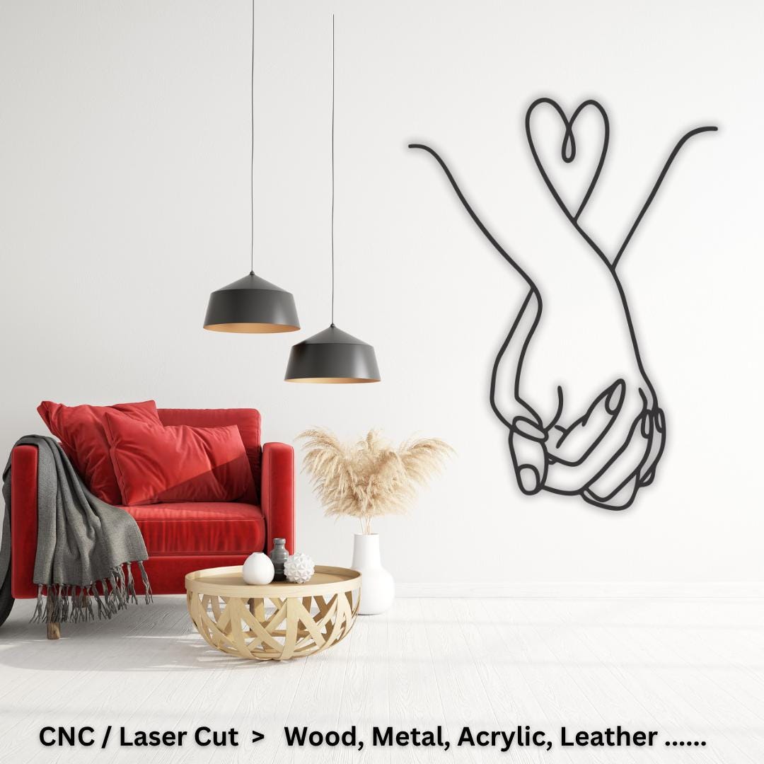 Couple Hands Line Art | Romantic Minimalist Decor (SVG DXF) - Etsy