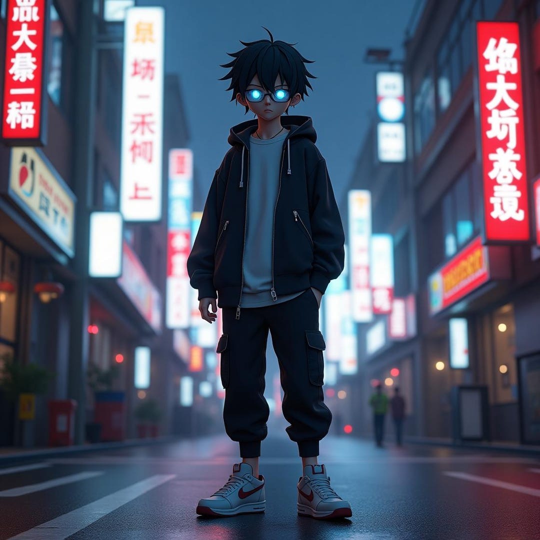 Anime Boy in Tokyo Printable Poster – Japanese City Night Scene ...