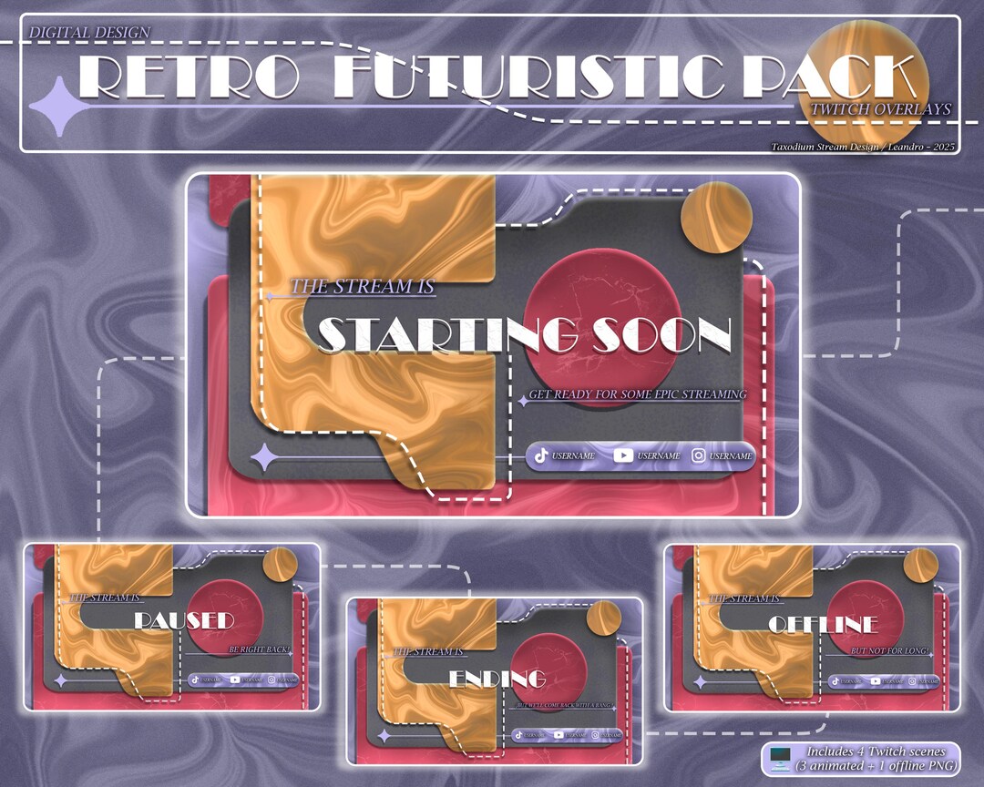 Retro Futuristic Stream Pack – Animated Twitch Overlays for OBS or ...