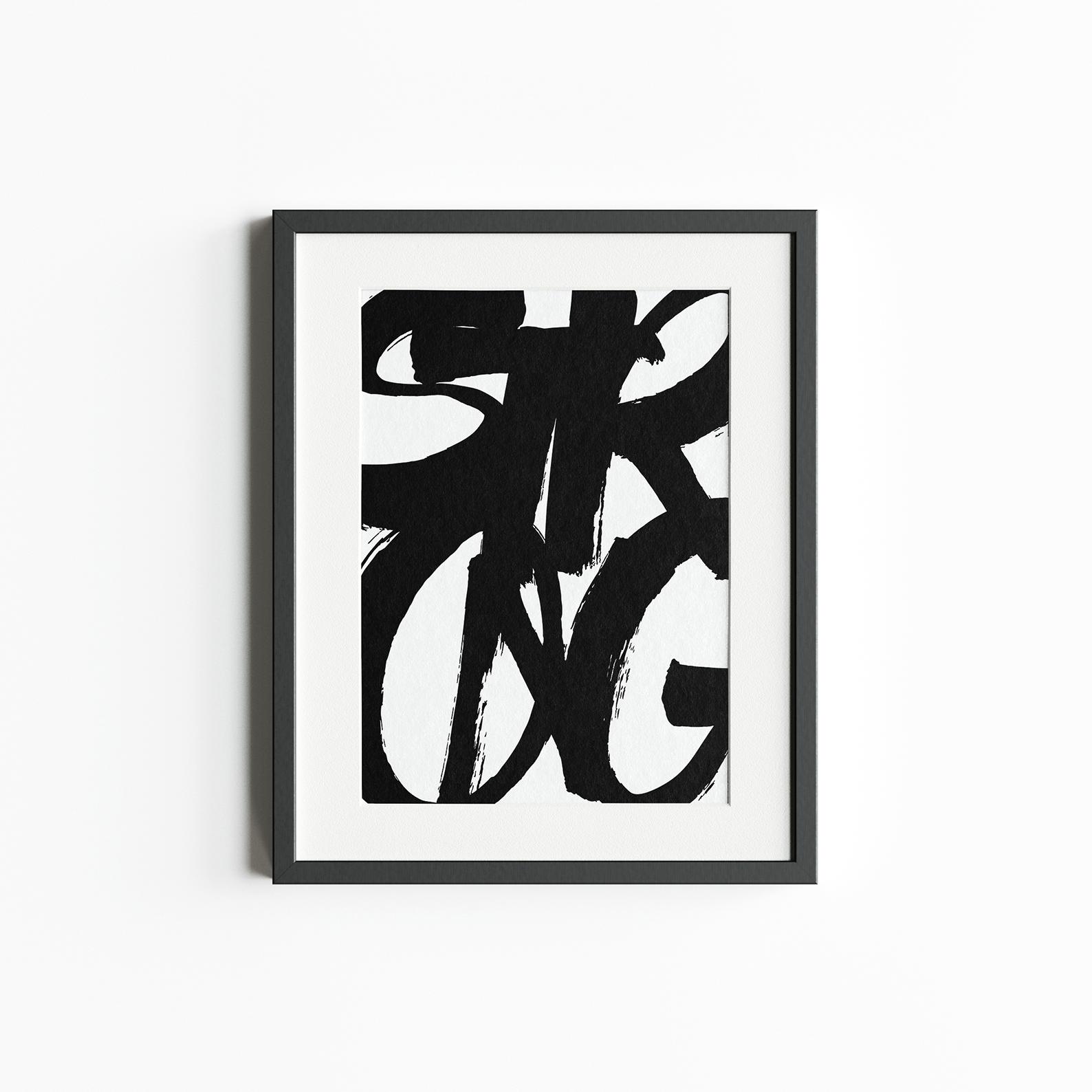 Strong Graffiti Typography Poster: Bold Black and White Urban Art ...