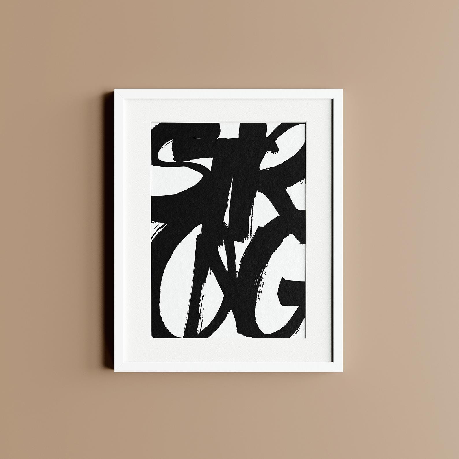 Strong Graffiti Typography Poster: Bold Black and White Urban Art ...