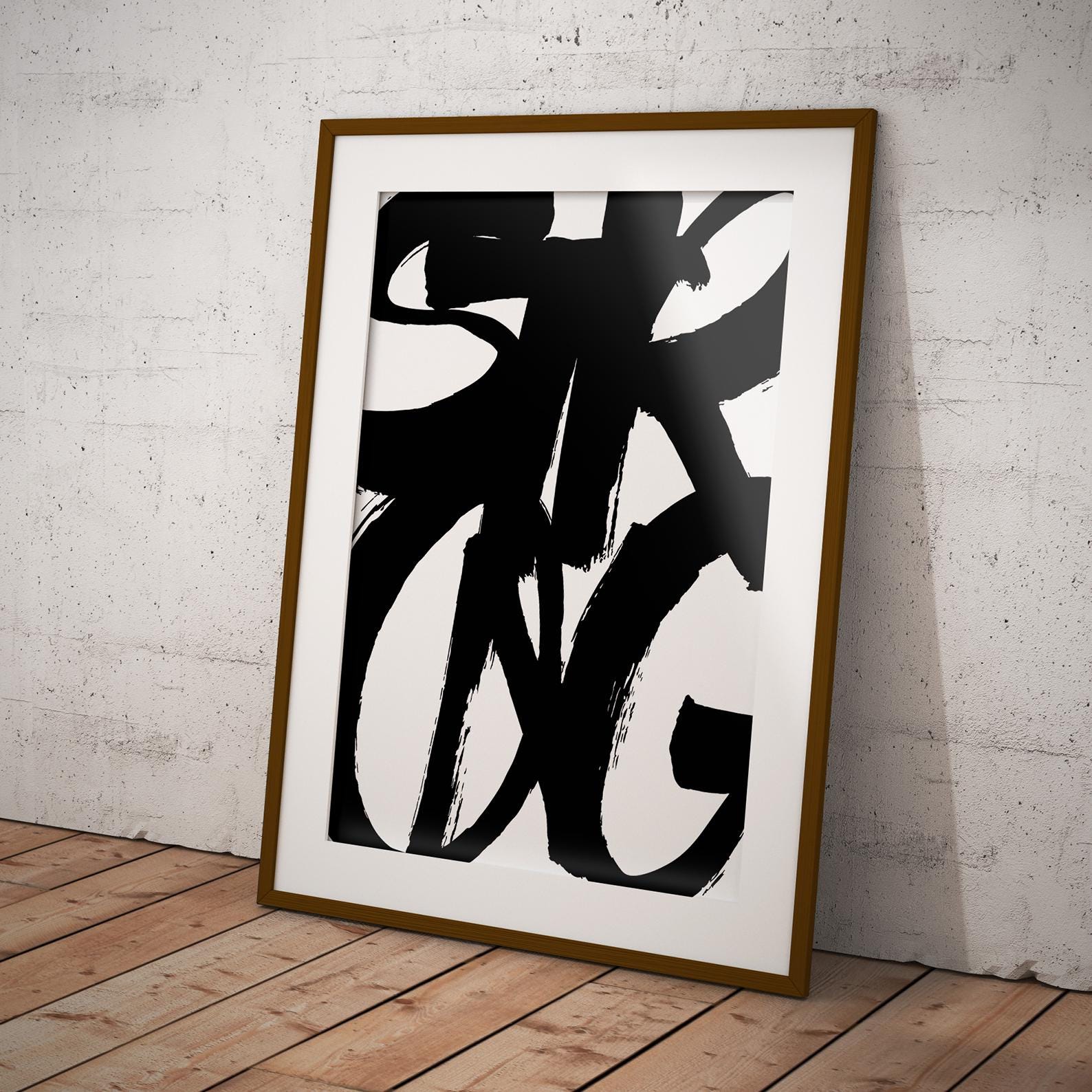 Strong Graffiti Typography Poster: Bold Black and White Urban Art ...