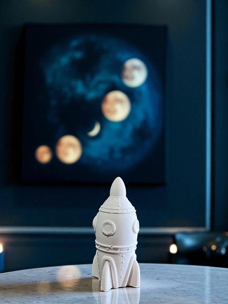 Handmade Rocket Sculpture – Stone Powder Decorative Figurine – Unique ...