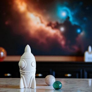 Handmade Rocket Sculpture – Stone Powder Decorative Figurine – Unique ...