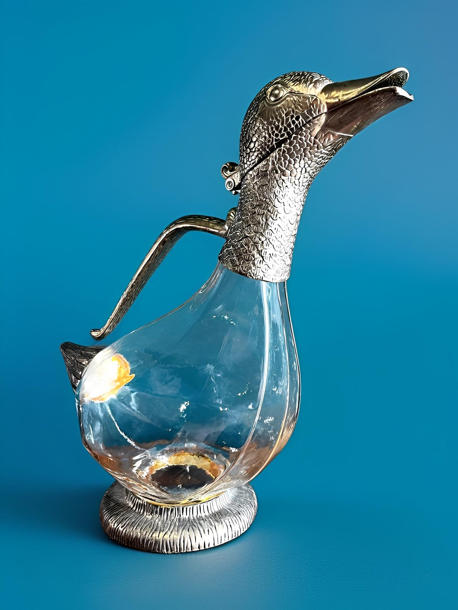 Vintage Duck Wine Decanter – Glass & Silver Decorative Pitcher - Unique ...
