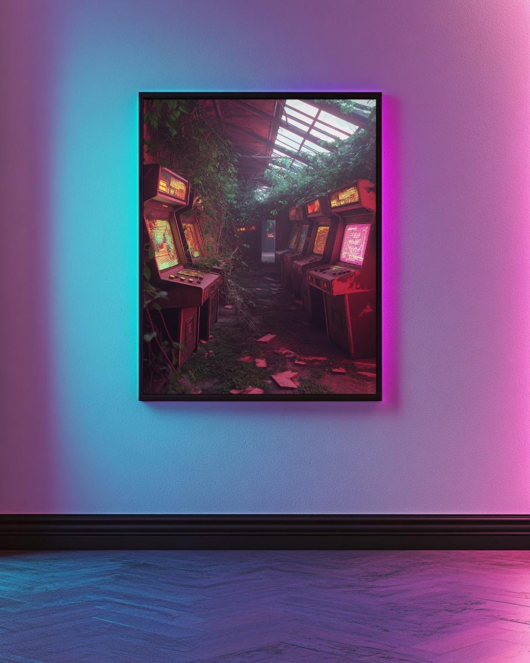 Abandoned 80s Arcade Art Print, Retro Gaming Poster With Overgrown ...