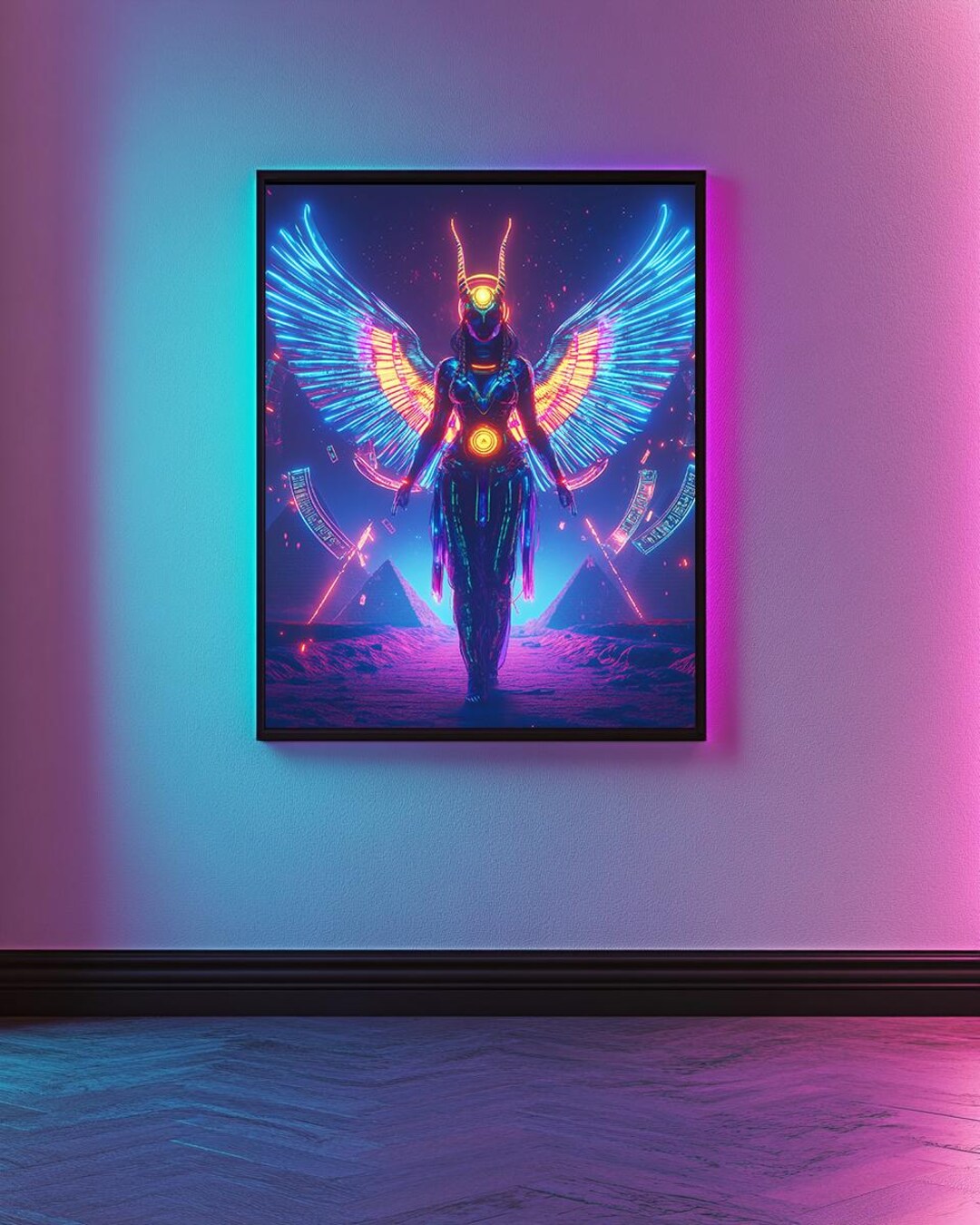 Egyptian Goddess Retro Art Print, Vaporwave Mythology Poster, Neon ...
