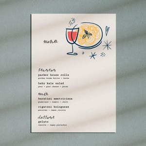 Doodle Calligraphy Wedding Menu Template: Whimsical Dinner Invite ...