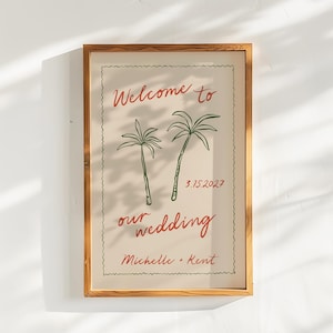 Beach Welcome Sign Template | Modern Destination Wedding | Hand Drawn ...