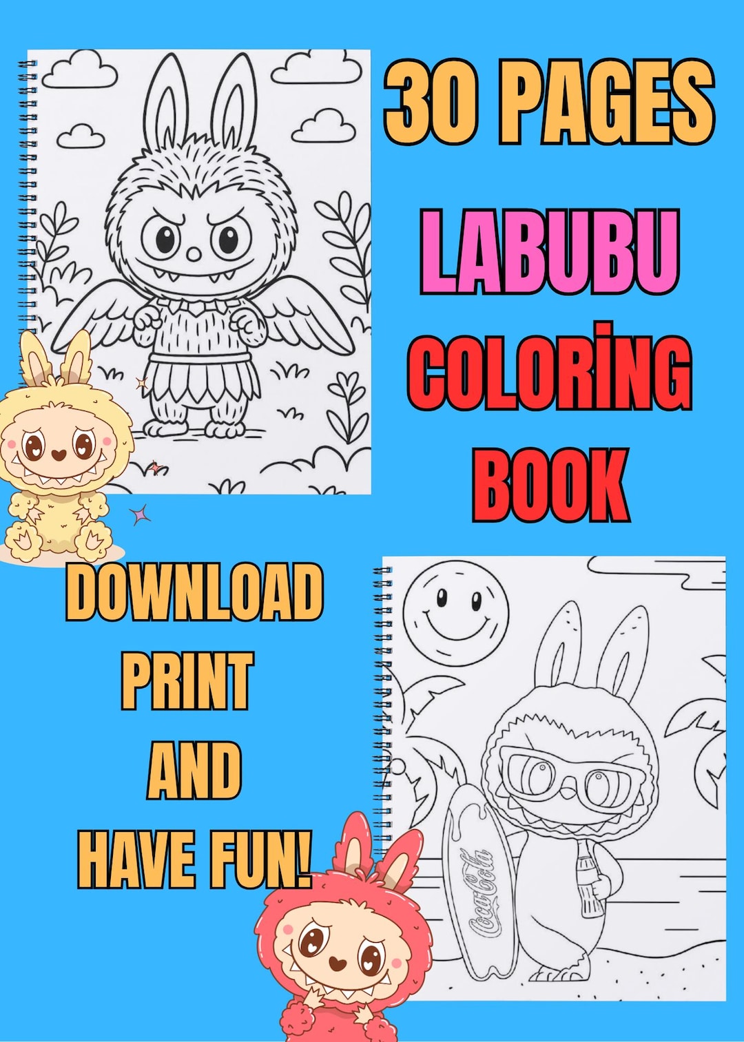 Labubu Lafufu Coloring Pages Bundle 30 Cute Pages for Kids, Labubu Book ...