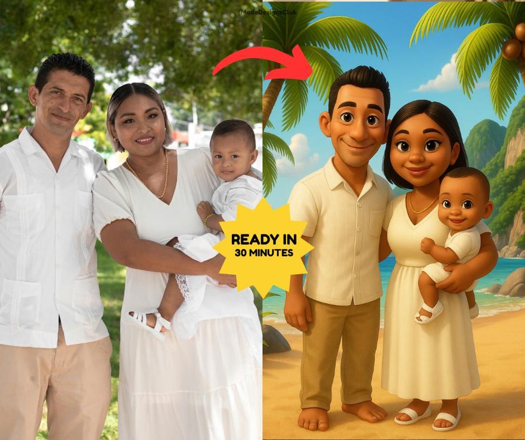 Personalized 3D Cartoon Portrait: Pixar Style Family Gift (digital or ...