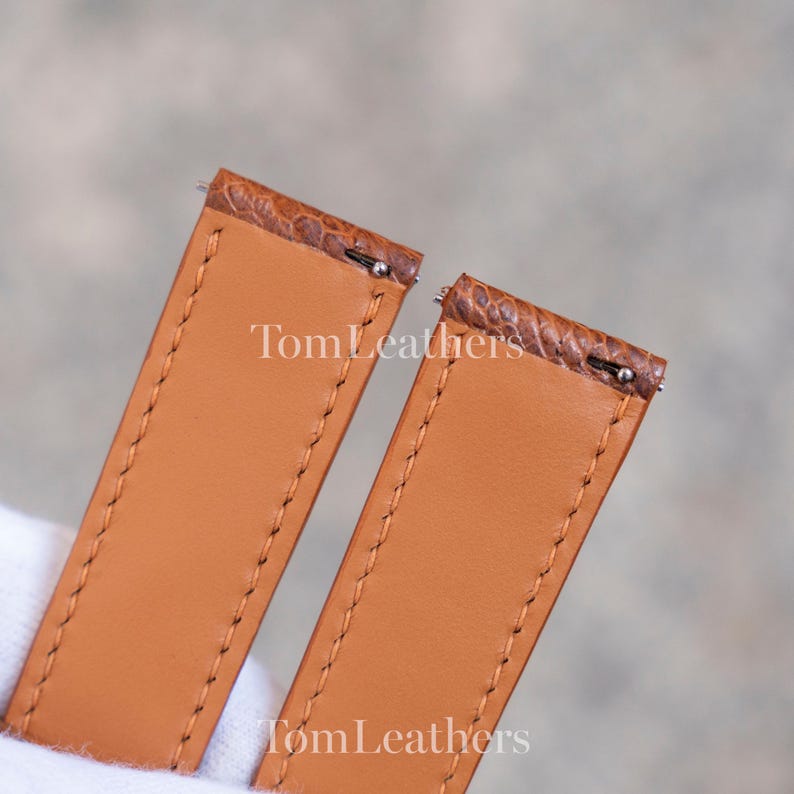 Handmade Light Brown Ostrich Leg Leather Watch Strap, Padded Band - Etsy