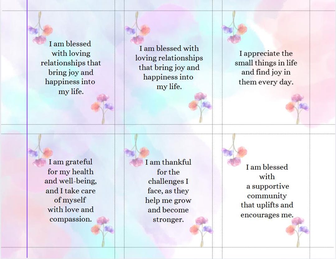 Positive Affirmation Cards With Flowers | Daily Affirmations for ...
